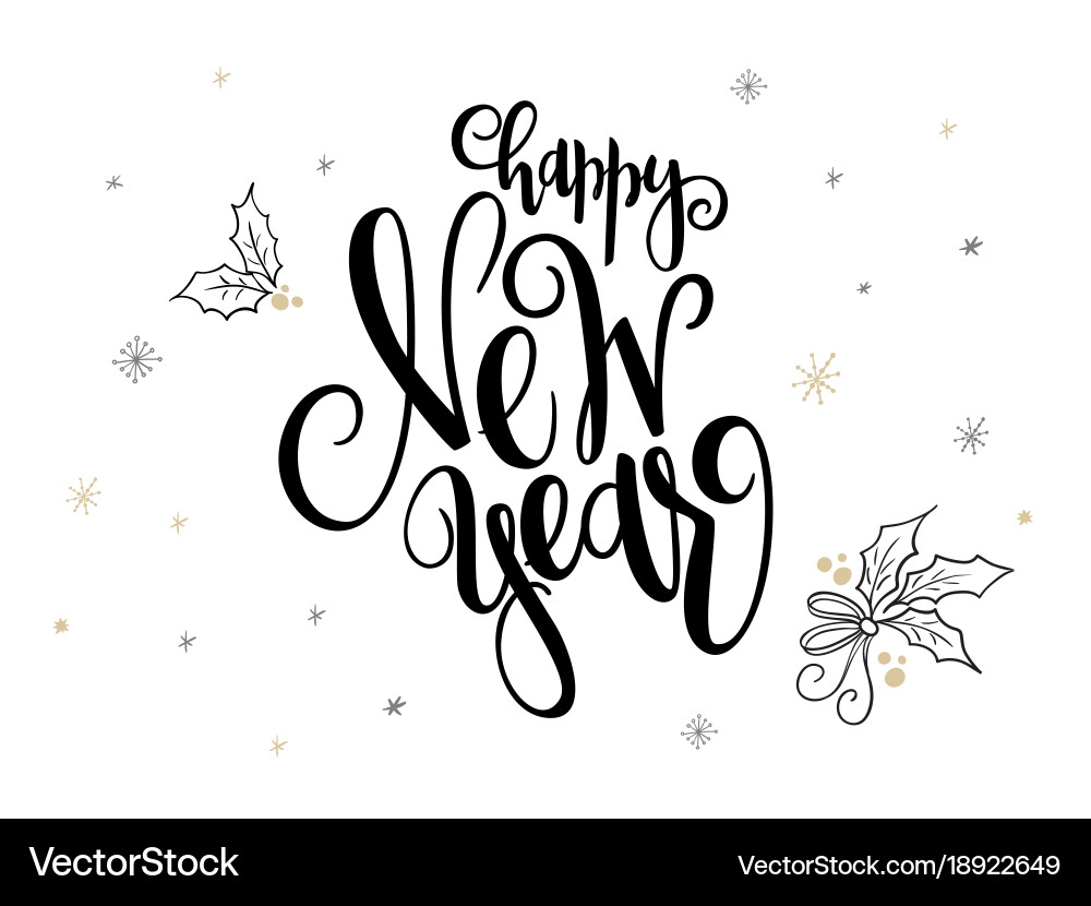 Hand lettering new 2018 year label - happy Vector Image