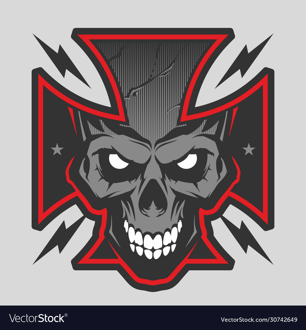 Maltese Cross With A Skull Royalty Free Vector Image