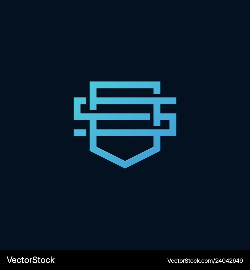 S letter 5 number shield logo icon line outline Vector Image