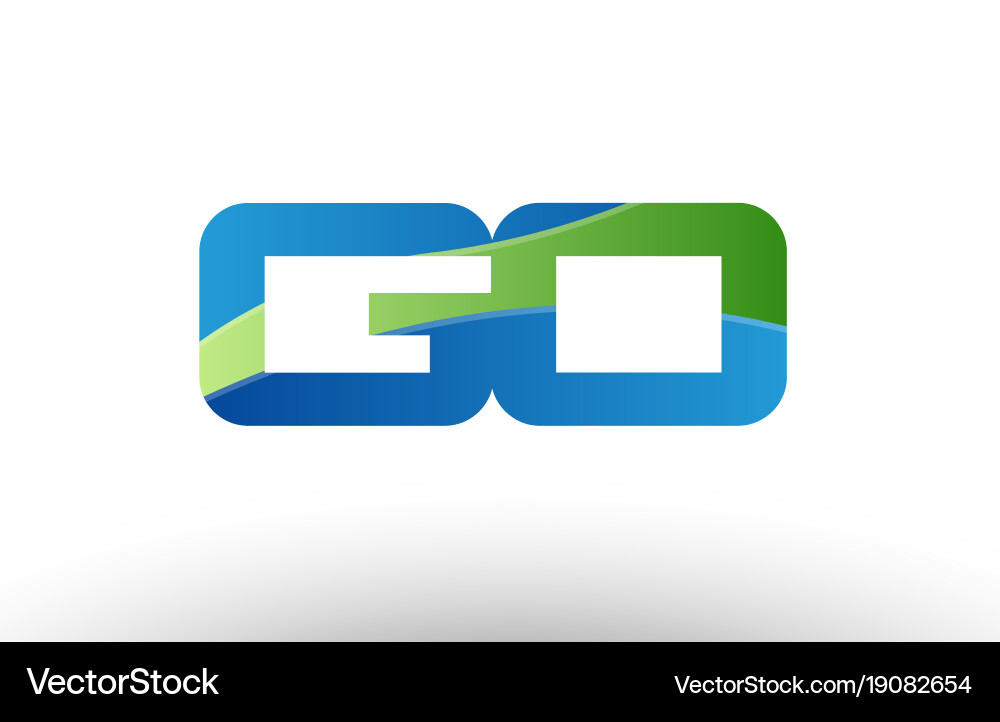 Blue green go g o alphabet letter logo Royalty Free Vector