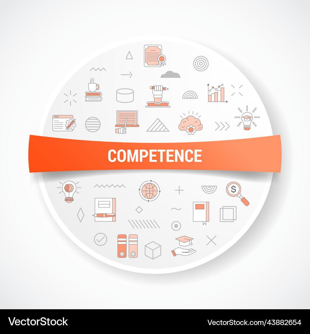 Competence concept with icon round Royalty Free Vector Image