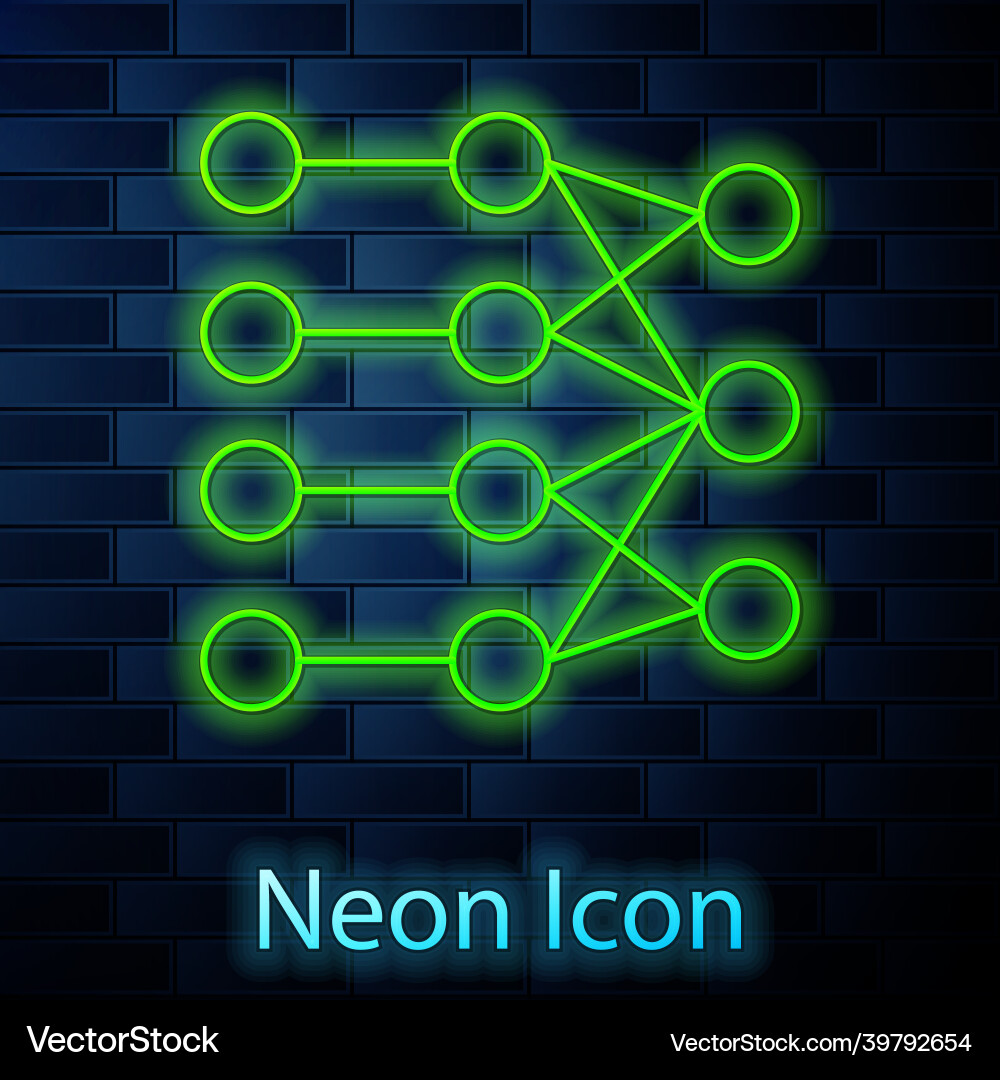 Glowing neon line neural network icon isolated Vector Image