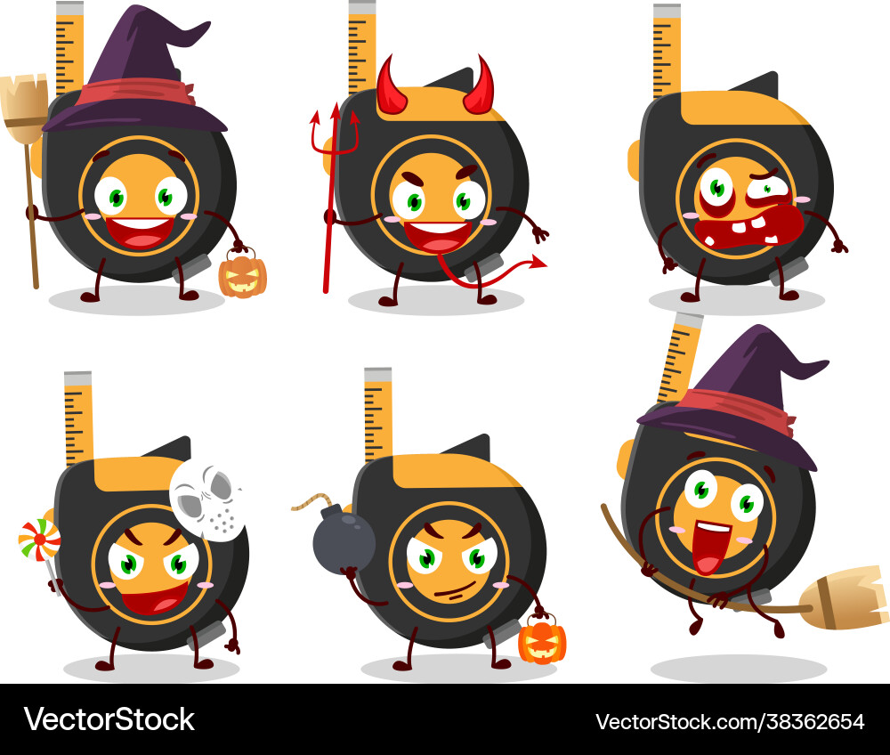 Halloween expression with cartoon tape measure Vector Image