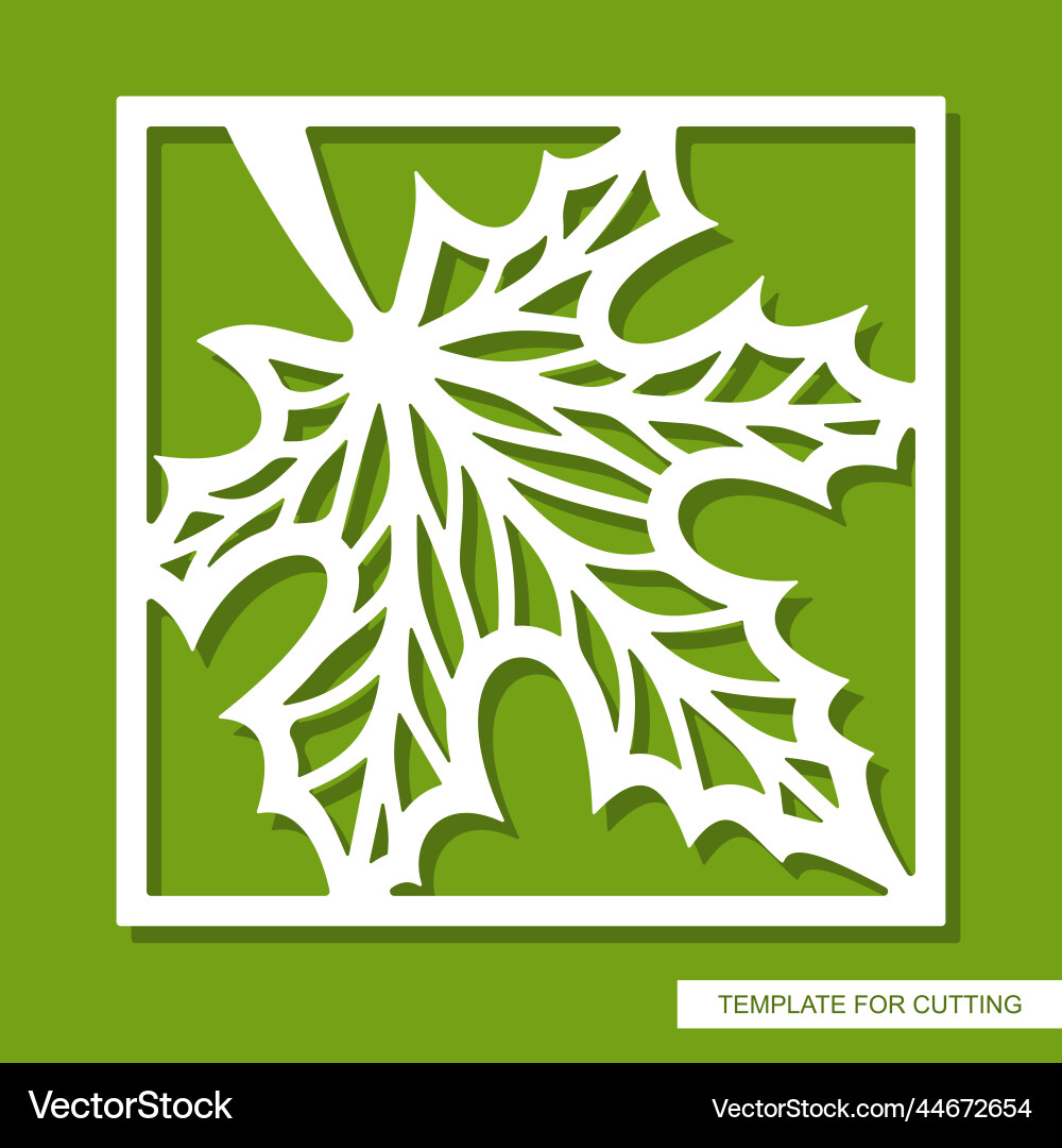 Square panel with openwork maple leaf Royalty Free Vector
