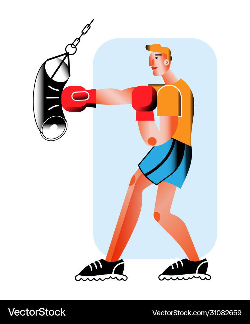 Boxer training in gym flat Royalty Free Vector Image