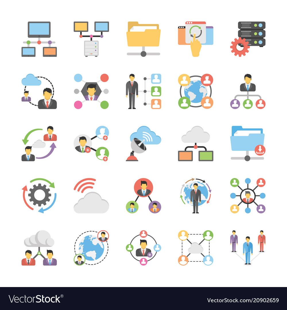 Communication and networking icons set Royalty Free Vector