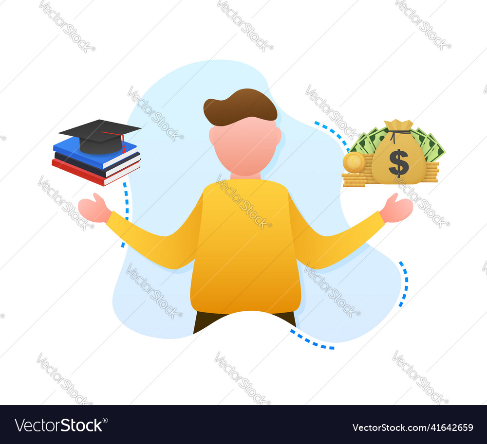 Man choosing between two options money Royalty Free Vector Man choosing between two options money Royalty Free Vector