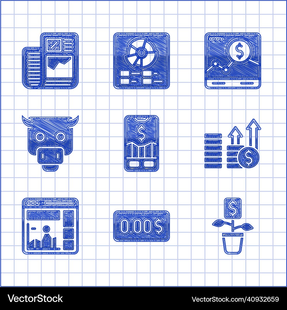 Set mobile stock trading zero cost dollar plant Vector Image