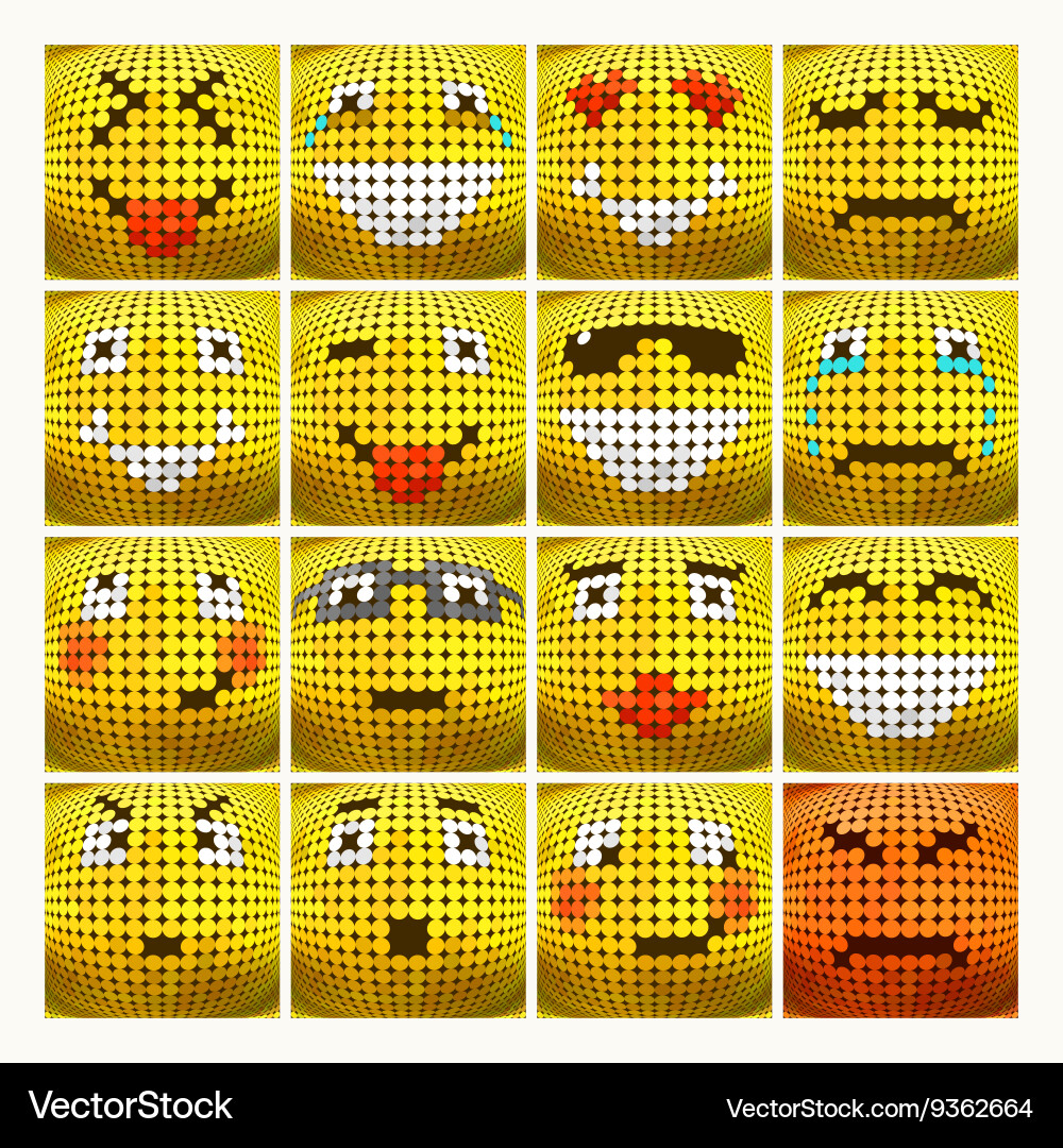 3d emoticon set emotional face icon yellow Vector Image