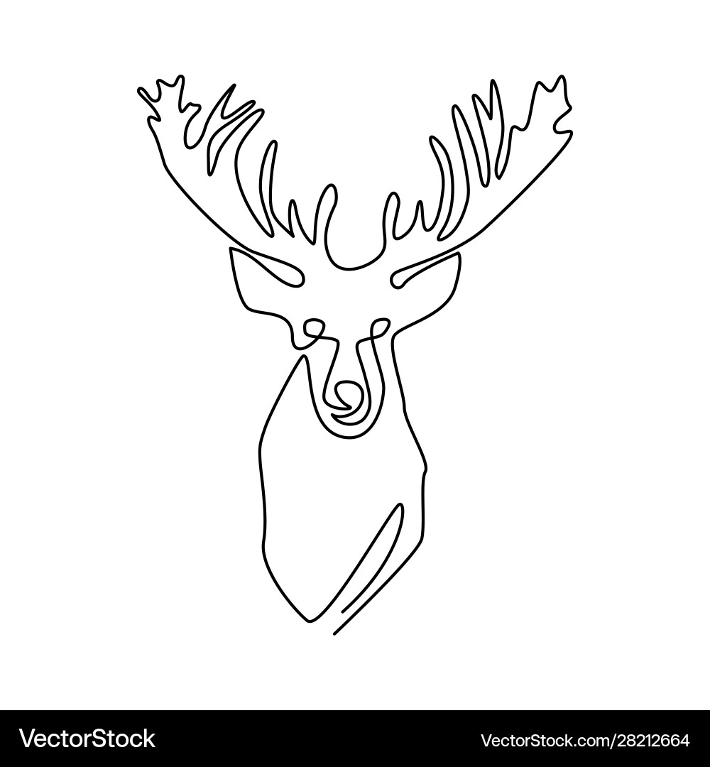 Continuous one line drawing abstract deer head Vector Image