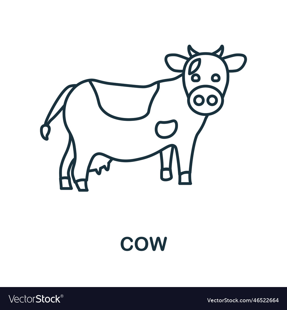 Cow line icon monochrome simple outline icon Vector Image Cow line icon monochrome simple outline icon Vector Image
