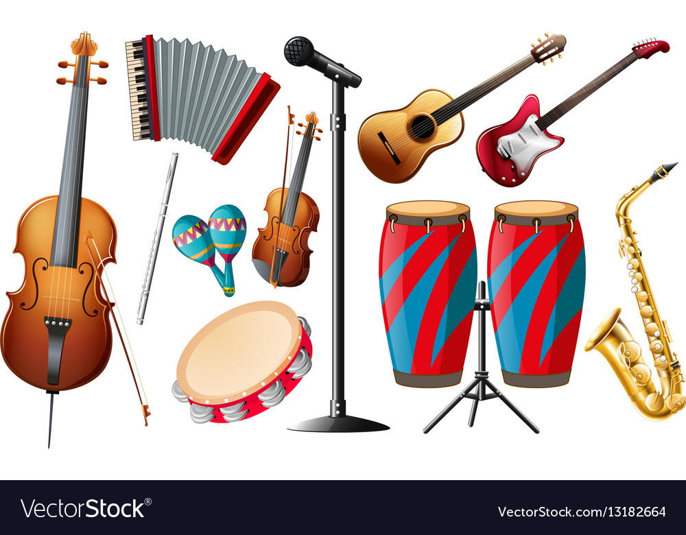 Different types classical instruments Royalty Free Vector