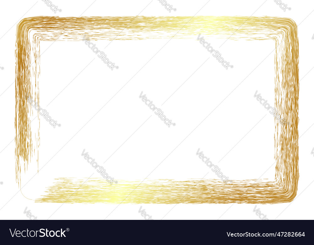 Simple rectangle frame from gold golden crayon Vector Image