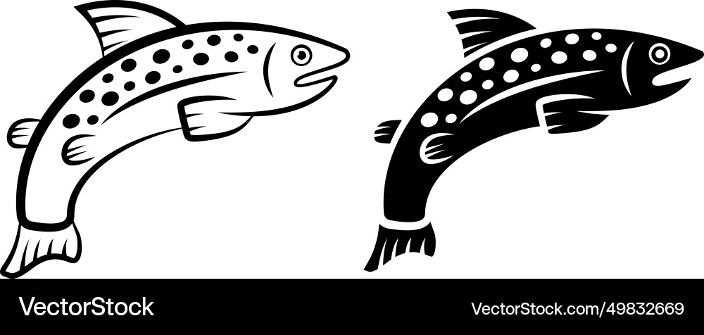 A fish outline black and white silhouette Vector Image