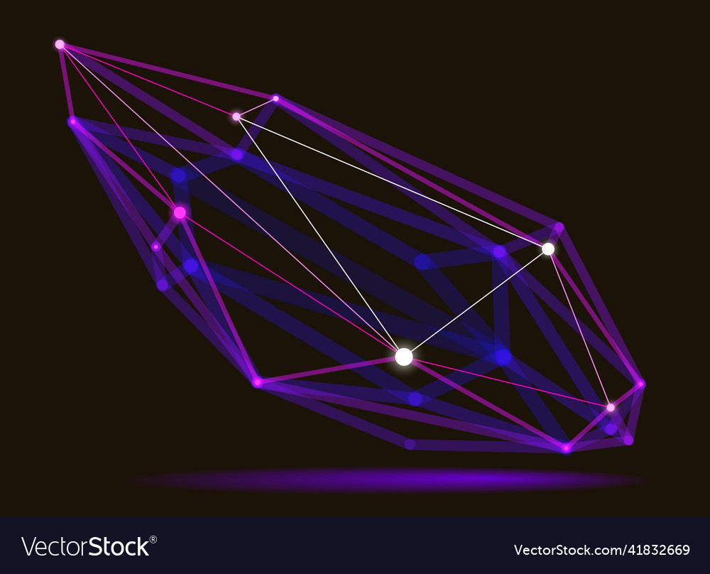 Abstract 3d mesh shape dots connected with lines Vector Image