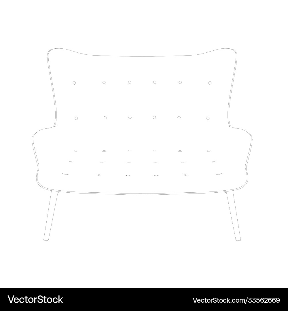 Contour a sofa from black lines isolated Vector Image