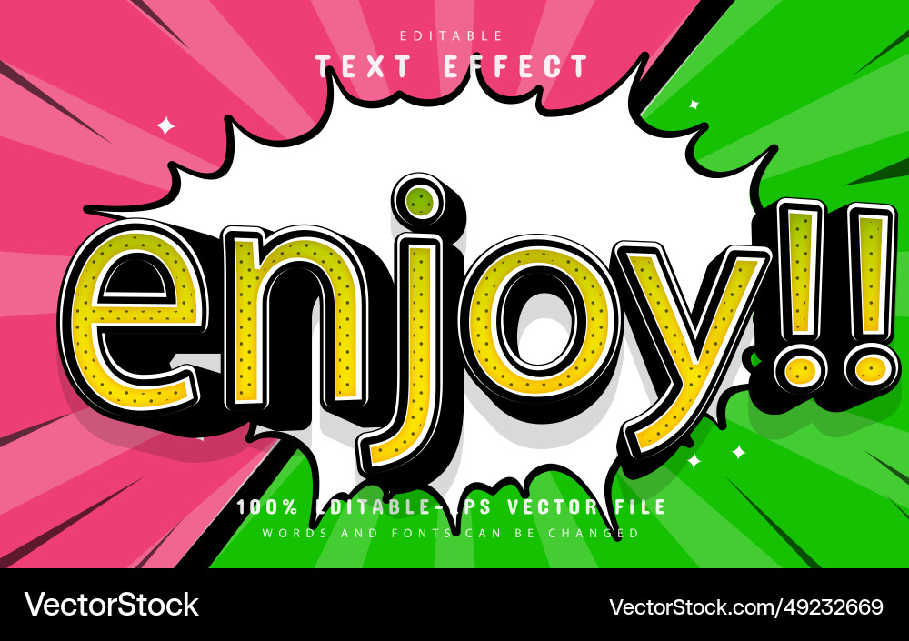 Enjoy text effect comic style Royalty Free Vector Image