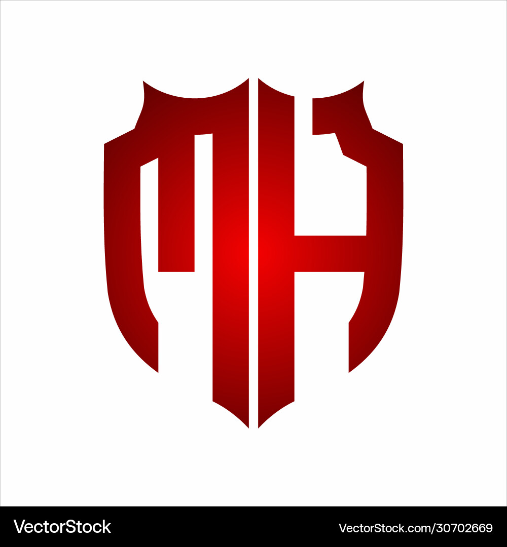 Mh logo shield style monogram design template Vector Image