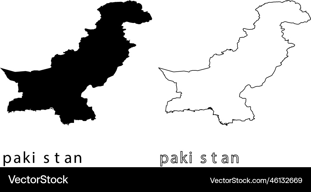 Pakistan map silhouette Royalty Free Vector Image