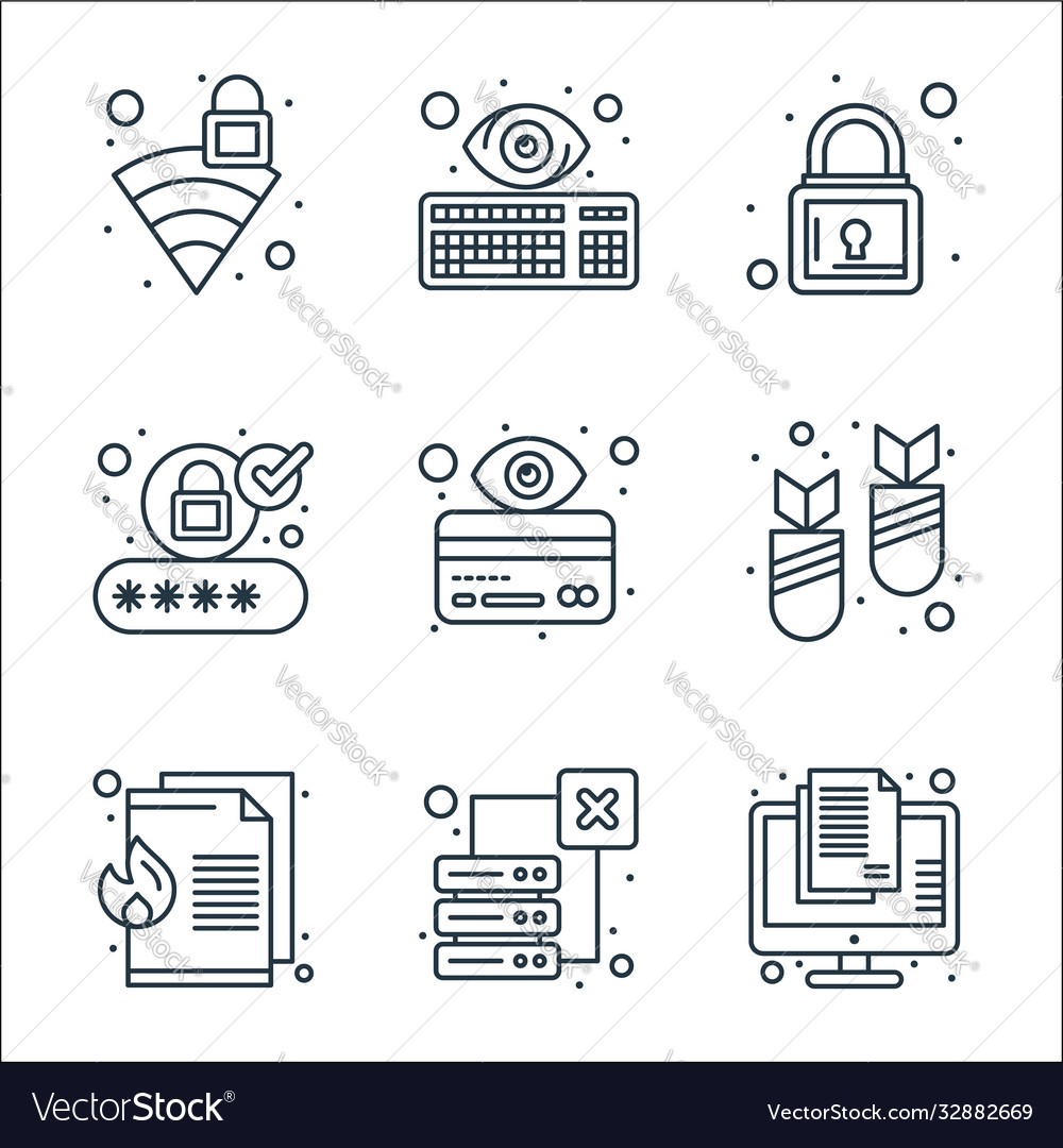 Web security line icons linear set quality line Vector Image