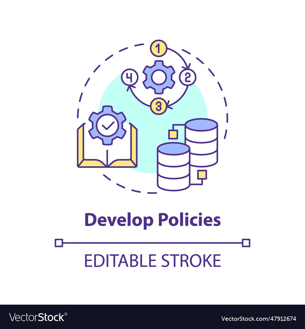 2d develop policies linear icon Royalty Free Vector Image