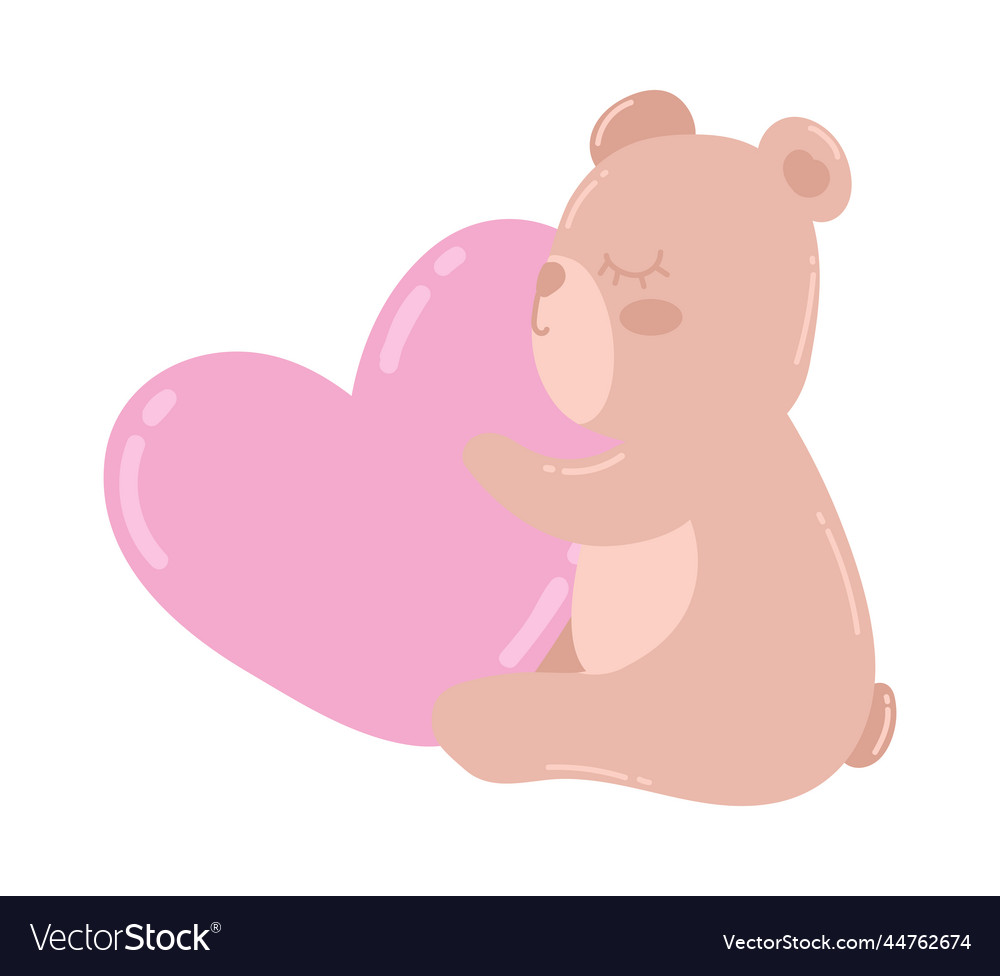 Cute Bear Hugging Heart Royalty Free Vector Image