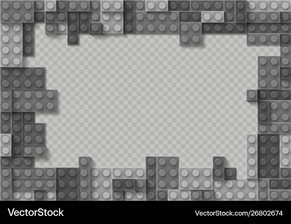 Frame template realistic gray plastic bricks Vector Image