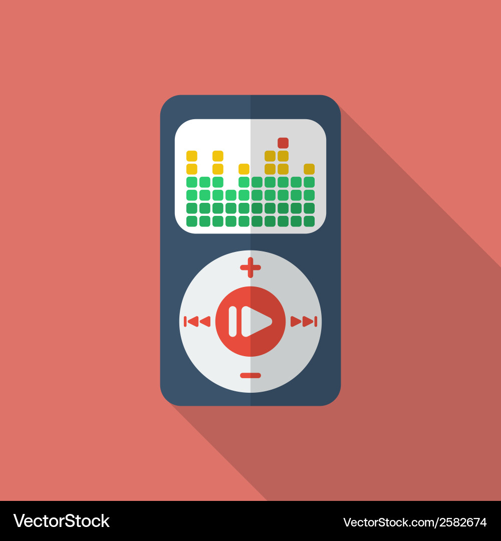 Media player icon modern flat style with a long Vector Image