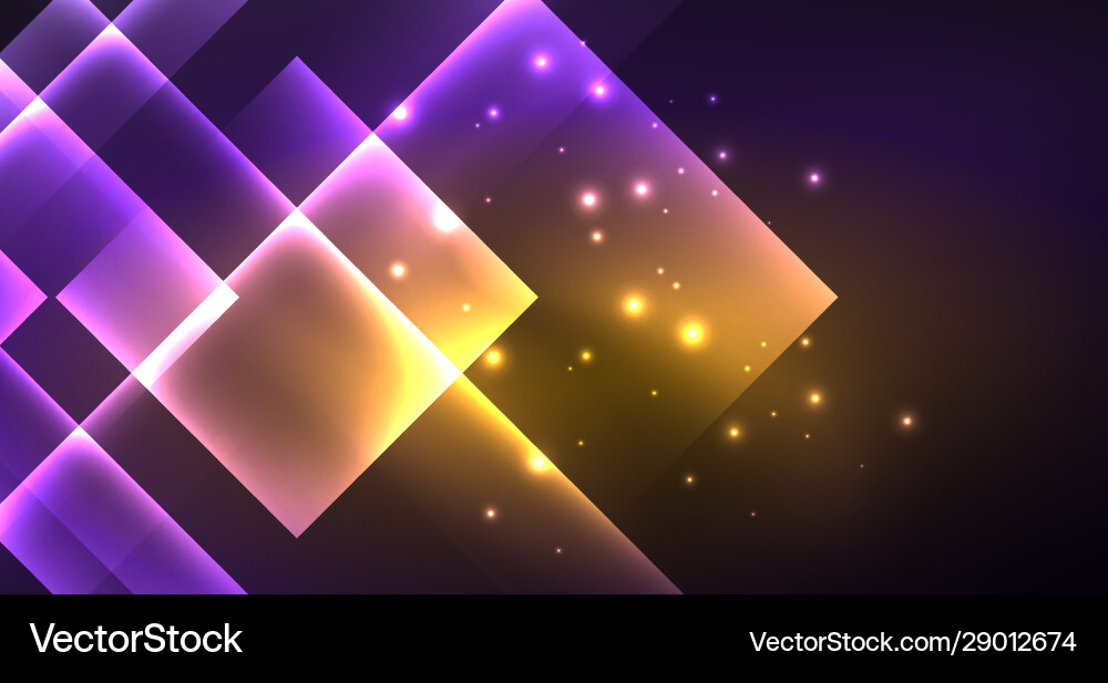 Neon shiny color squares on black modern template Vector Image