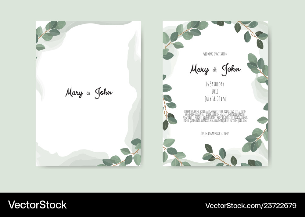 Botanical wedding invitation card template design Vector Image