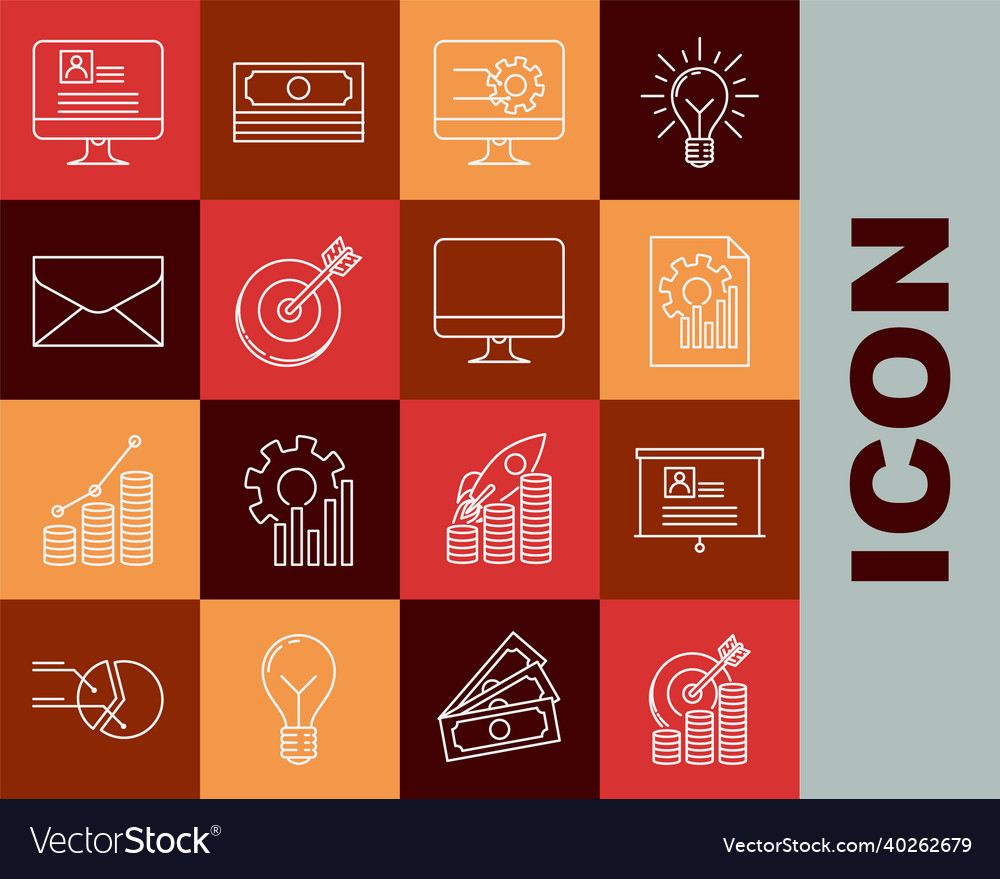 Set line target with coin symbol board resume Vector Image Set line target with coin symbol board resume Vector Image