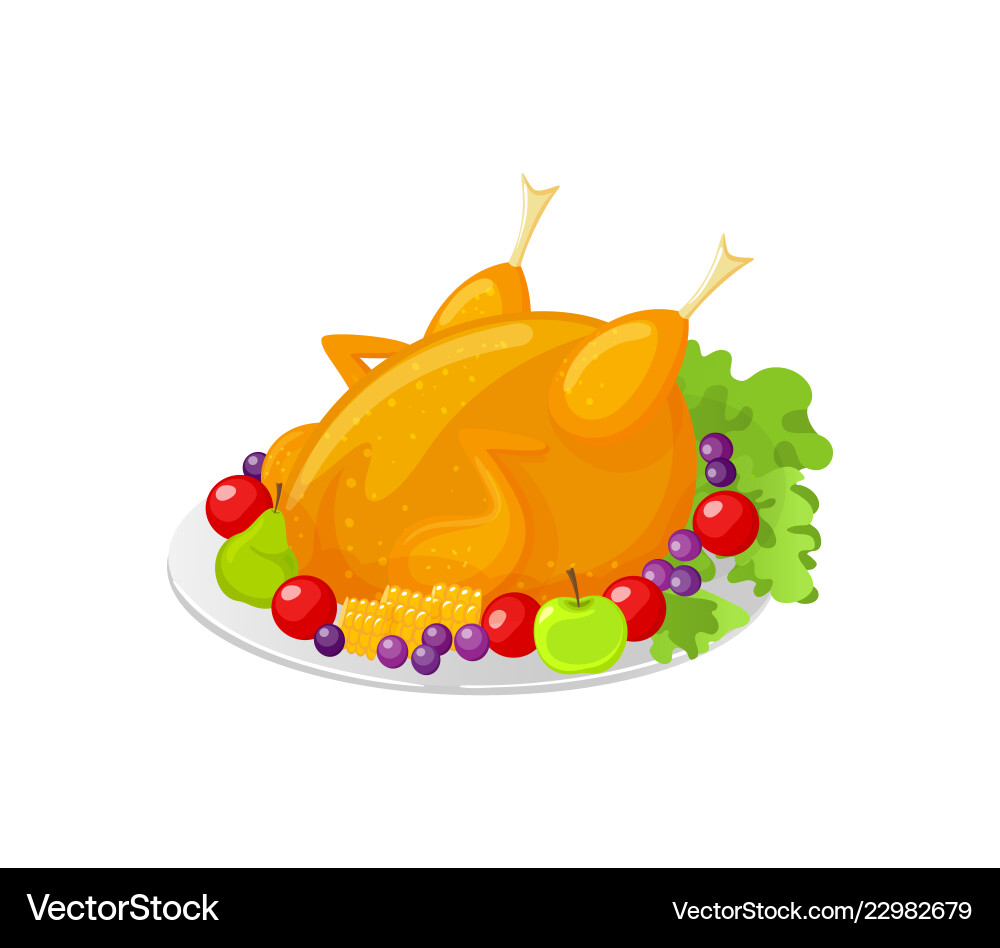 Turkey thanksgiving traditional dish icon Vector Image