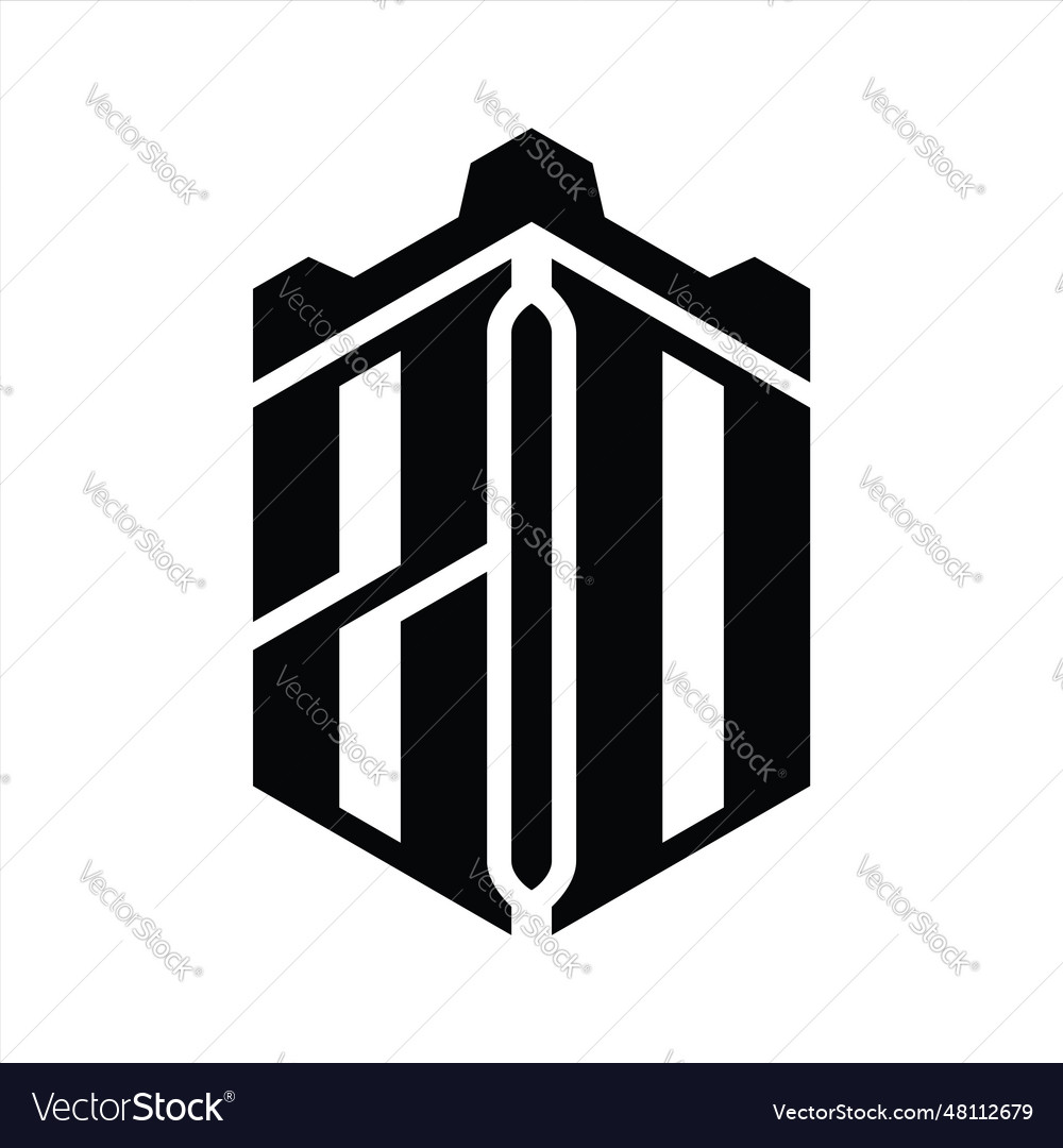 Zd letter logo monogram hexagon shape with crown Vector Image