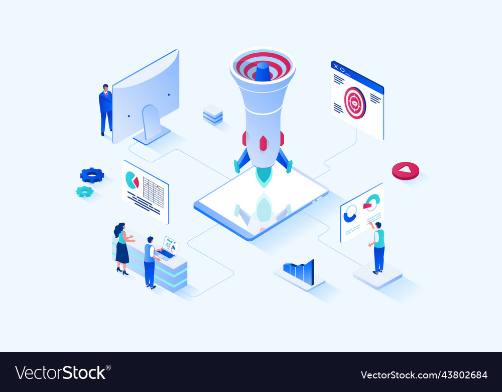 Digital Marketing 3d Isometric Web Design Vector Image