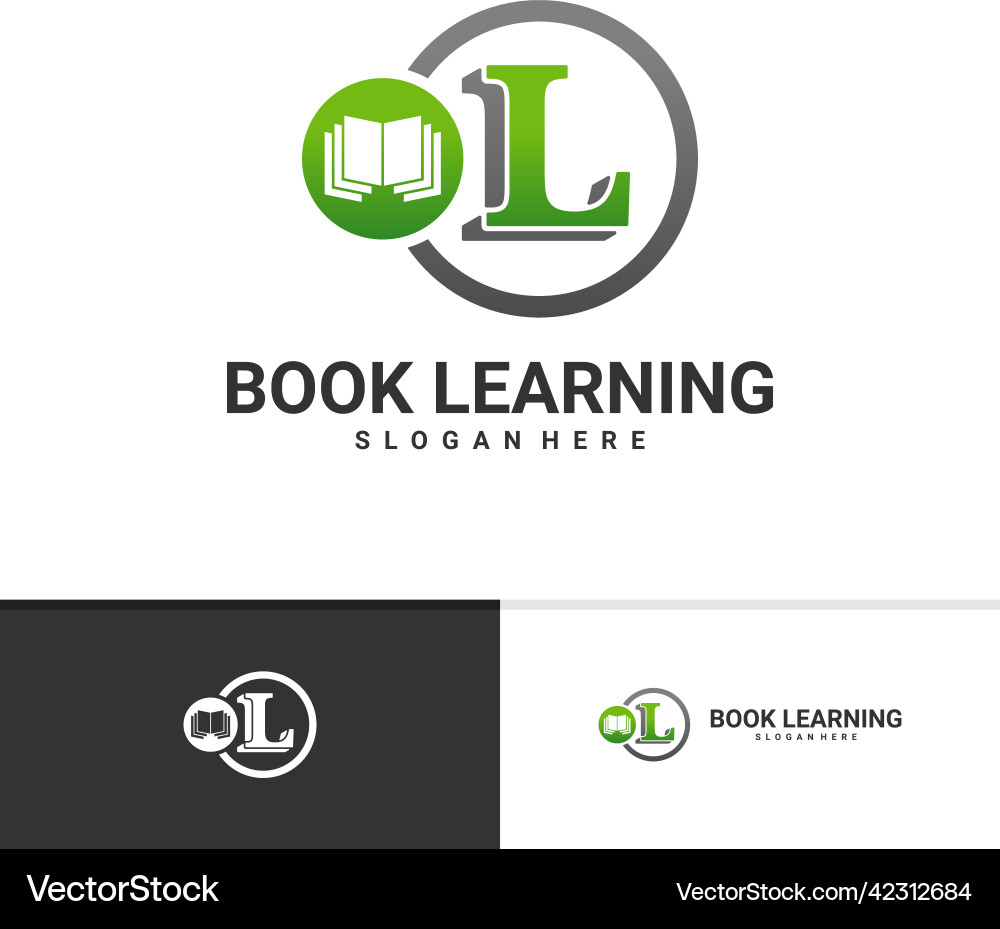 Letter l with book logo template creative book Vector Image