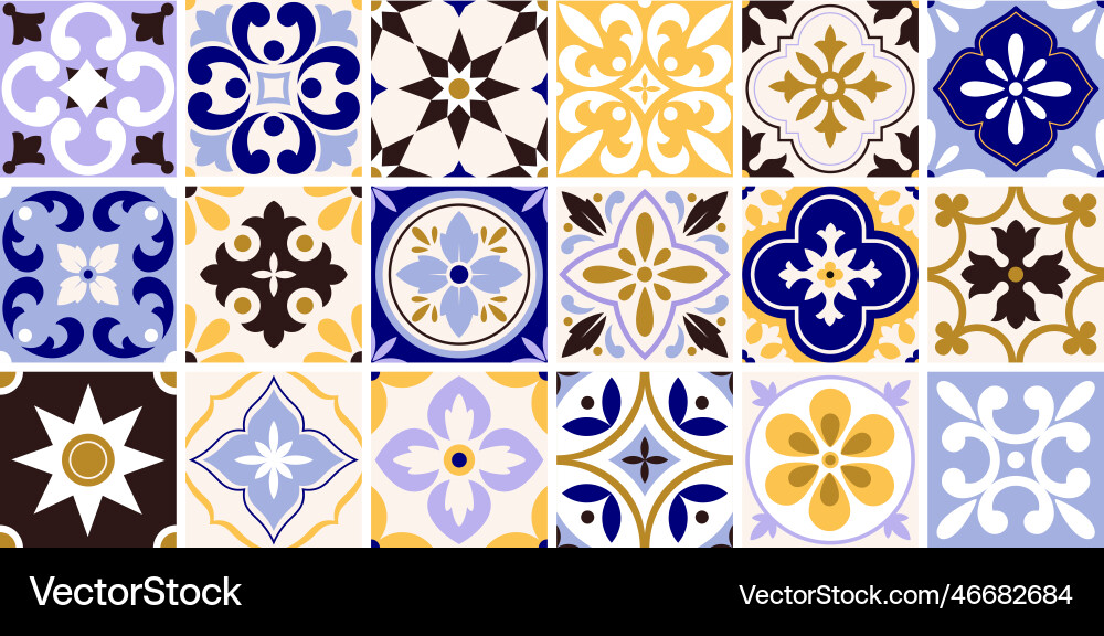Traditional spanish ceramic floor tiles Royalty Free Vector