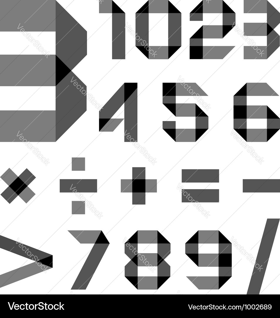Font from a paper transparent tape - numerals Vector Image