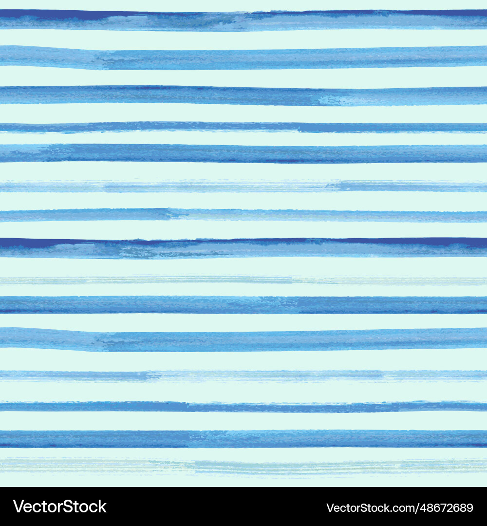 Watercolor blue and mint horizontal stripes Vector Image