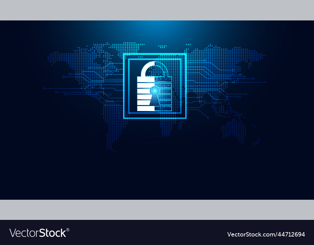 Abstract padlock cyber security with map world Vector Image Abstract padlock cyber security with map world Vector Image