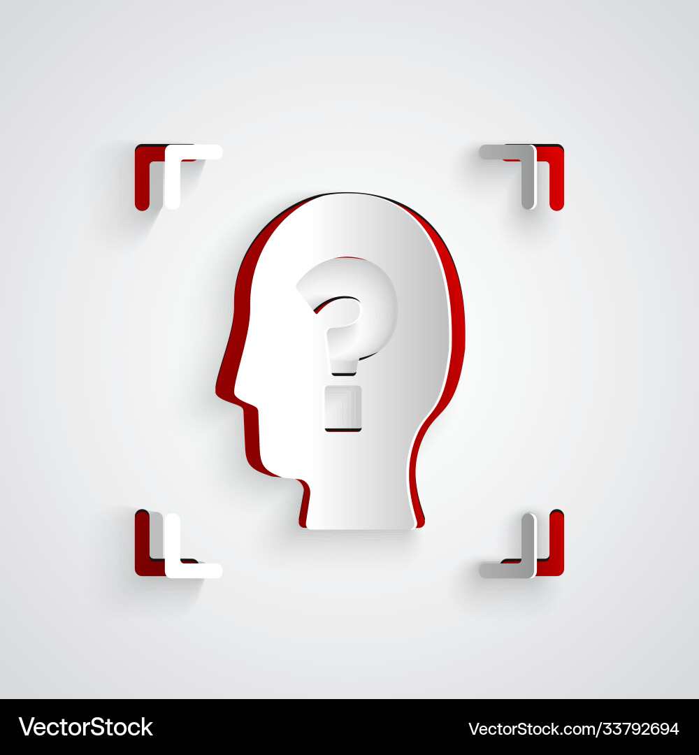 Paper cut face recognition icon isolated on grey Vector Image