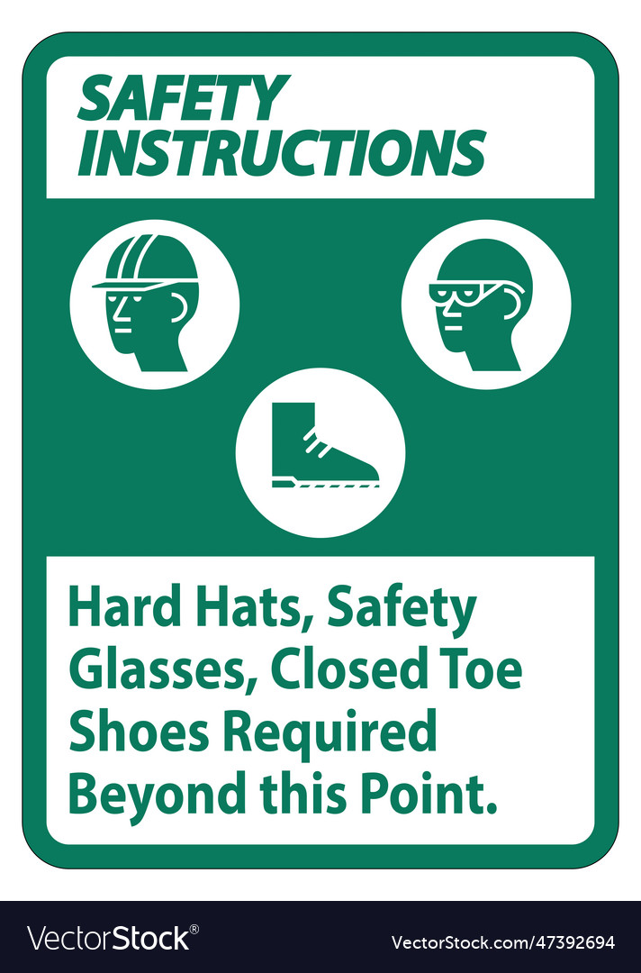 Safety instructions sign hard hats safety glasses Vector Image Safety instructions sign hard hats safety glasses Vector Image