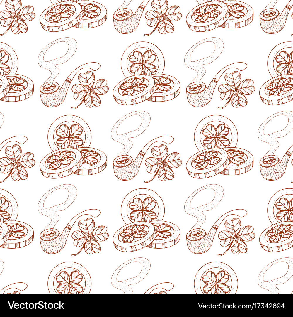 Seamless pattern with smoking pipe and coins Vector Image