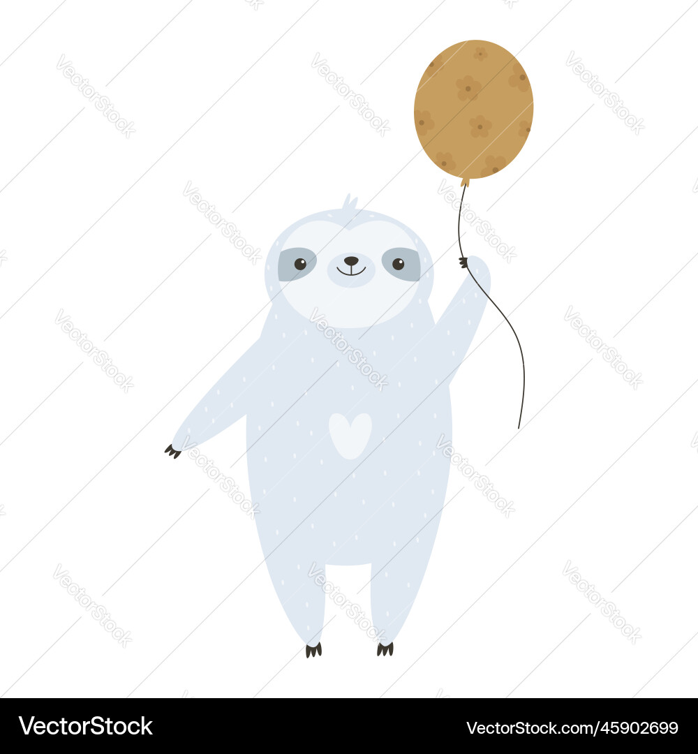 A funny sloth flying Royalty Free Vector Image
