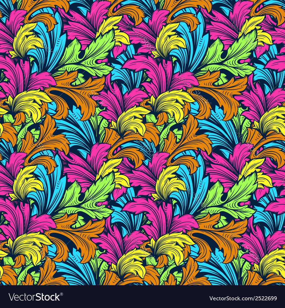 Bright colorful seamless pattern with leaves Vector Image