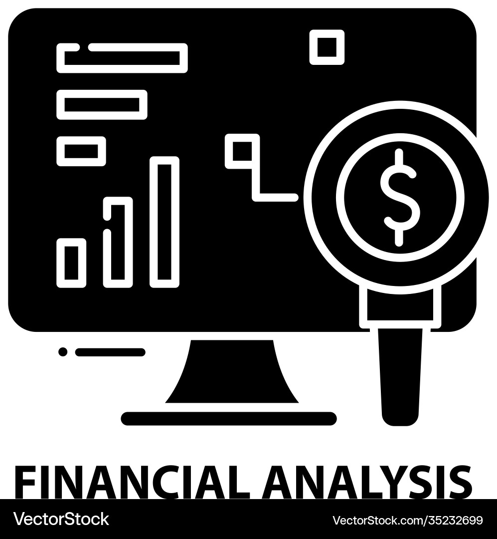 Financial analysis icon black sign Royalty Free Vector Image