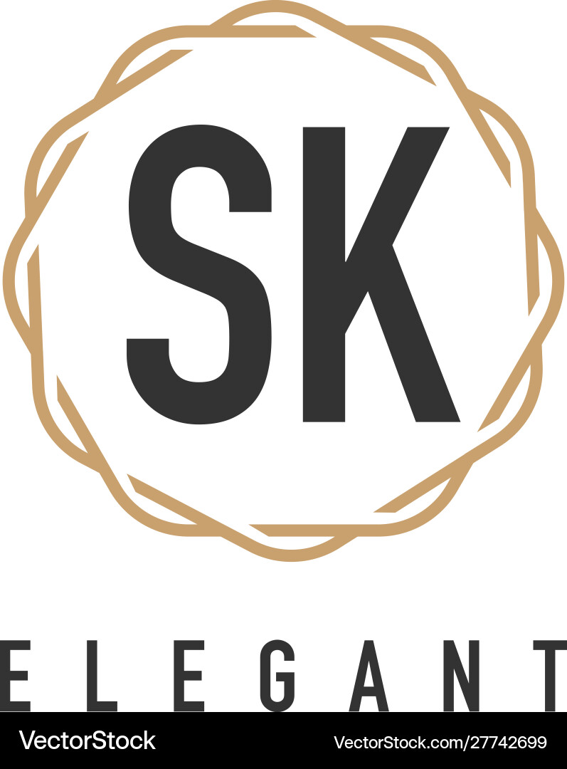 Initial letter sk luxurious minimalist elegant Vector Image