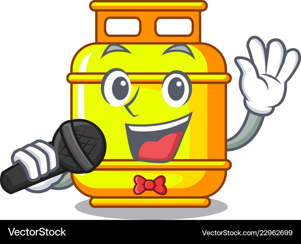 Singing creative in gas cartoon tank container Vector Image