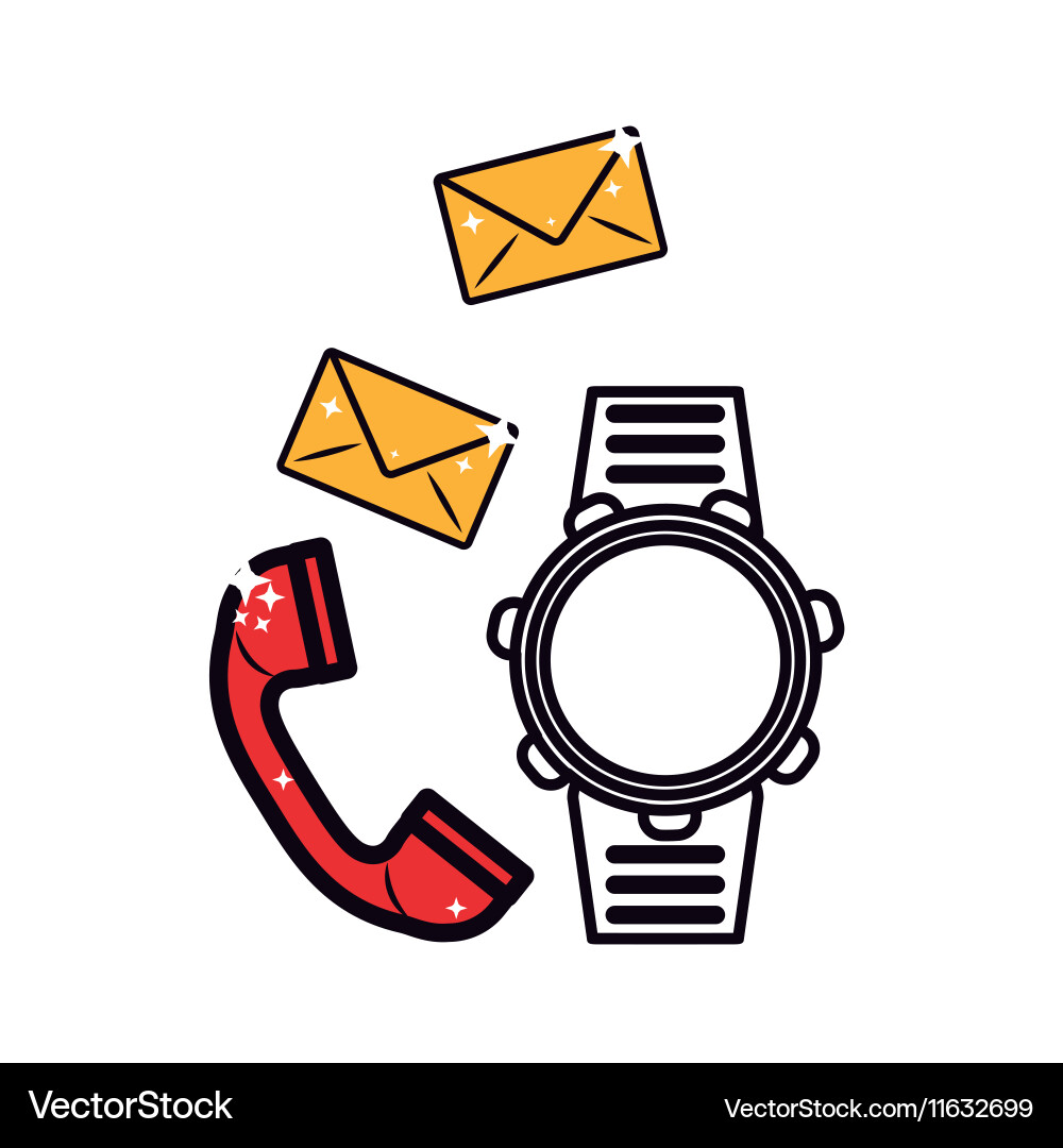 Smartwatch and communication related icons image Vector Image