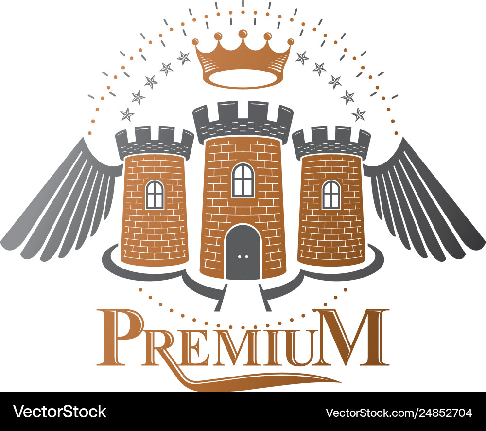 Ancient citadel emblem heraldic design element Vector Image