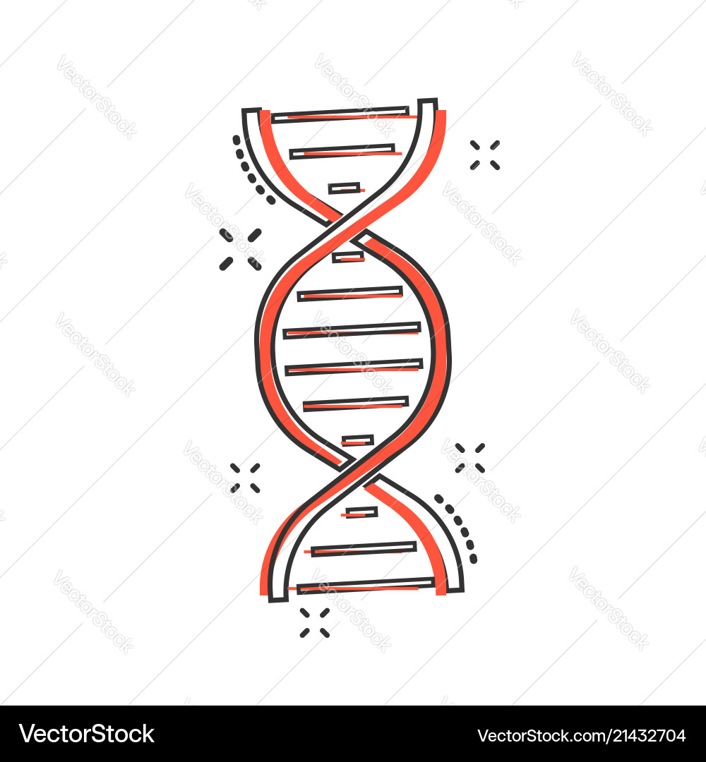 Cartoon dna icon in comic style medecine molecule Vector Image